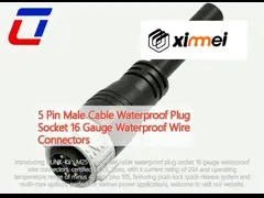 5 pin male cable waterproof plug socket 16 gauge waterproof wire connectors