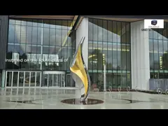 mirror polished stainless steel sculpture / modern metal sculpture with center gold leaf