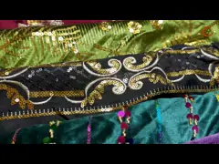 moroccan style embroidery sofa fabric upholstery cotton polyester embroidery lace fabric sequin embr