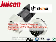 Wasserdichte Hochstromanschlüsse aus Kunststoff, mit einem Stromgehalt von 500 V, in 2 Phasen geformt