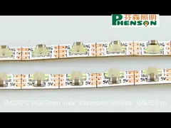 smd3210 rgb 3mm wide addressable led strip 150leds/m 5vdc