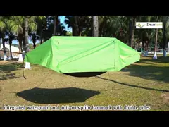 automatic quick opening lightweight army green 210t nylon hammock 250*120cm with mosquito net for ou