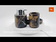 athens gold flower marble bathroom accessories sets with chrome parts