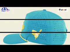 3d embroidery outdoor baseball caps with woven stripes on fronts and laser holes at back