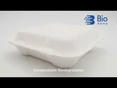Biologisch abbaubare Lebensmittelbehälter Einweggeschäfte Maisstiel Muschelschalen Lebensmittel Mittagessen