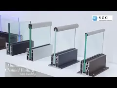 grey aluminum u channel glass railing 10mm thick frameless glass balustrade