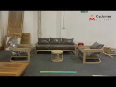customized outdoor courtyard villa teak wood table and sofa set for garden leisure