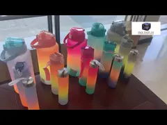 humanized design 550/750/1000ml portable plastic water bottle 1 litre gradient color custom gym wate