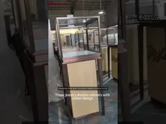 modern glass stainless steel fashionable jewelry showcase no installation with led light