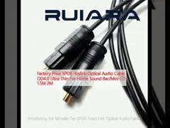 factory price spdif toslink optical audio cable od4.0 ultra thin for home sound bar/mini cd 1.5m 2m