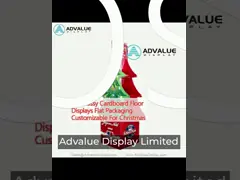 Display a pavimento in cartone UV lucido con imballaggio piatto personalizzabile per Natale