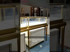 curved hot-bended glass corners jewelry display showcase modern fashion design