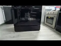 Multifunctionele gasoven met vier branders met convectie en geïntegreerd gehard glas keukenrek voor thuis- en campergebruik