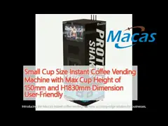 small cup size instant coffee vending machine with max cup height of 150mm h1830mm dimension