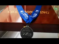 metal antique danville half marathon running medal with printed sublimation lanyard
