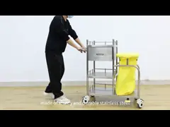 high capacity hospital stainless steel trolley with dirt bag and brake casters ss dressing trolley