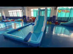 Polyester Oxford Inflatable Blue Water Slide With Ocean Balls For Kids Fun Park