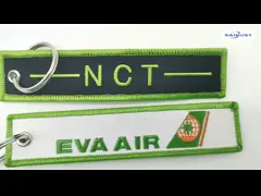 Eva air co marca de llavero bordado a medida, resistente a la oxidación, llavero de doble cara