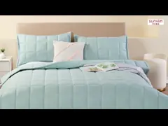 breathable cotton quilt set oeko-tex light green quilt cover set oem