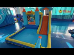 Polyester Oxford Inflatable Blue And Orange Water Slide For Children Fun Park