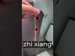 red four leaf clover 18k 14ct gold bracelet sweet alhambra carnelian