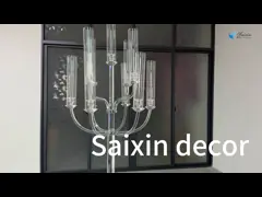 beautiful clear glass crystal candelabra with tall glass jars for wedding centerpieces
