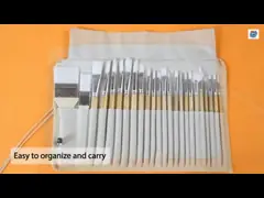 24 Pieces Art Brushes Set Wooden Handles Paint Brushes With Canvas Brush Case