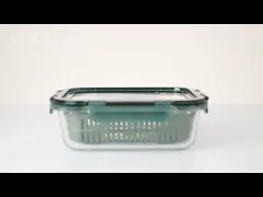 1050ml 1800ml rectangular glass food container with detachable snaps liquid silicone lid