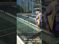 hidden frame glass curtain wall , double layer curtain wall for office building decoration