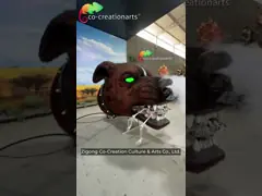 アニマトロニクス スケルトン犬の頭像:煙噴射機構 & 緑色に光る目のディスプレイ