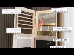 360° swivel jewellery cabinet mirror ‎glass rotating mirror cabinet frameless