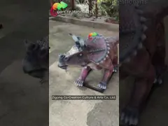 outdoor playground fiberglass animatronic dinosaur triceratops water repellent