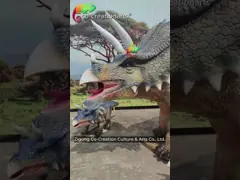 realistic animatronic triceratops trio: roaring group with dynamic motion & prehistoric display
