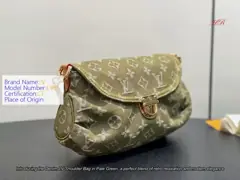lv monogram denim shoulder bag pale green retro style