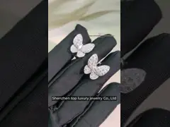 modern style customized gold jewelry two butterfly earrings 18k white gold, diamond