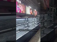 fashion polishing surface cosmetic display shelves with logo and acrylic display stand