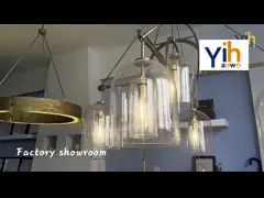 Brass Frame LED Pendant Light with Crystal Shade E12 Bulb Base