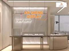 3 color led light golden jewelry store showcases alloy display cabinet