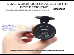 Dispositivo USB del veicolo con doppio sensore di presa 3.1a con controllo dell‘acqua 12/24v