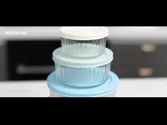 lightweight striped borosilicate glass food container with simply store pe lid