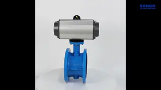 flange pneumatic soft sealed butterfly valve epdm ptfe rubber casting iron with air actuator