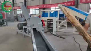 6pcs blades 37kw main power electric wood chipper machine with 4m feed conveyor
