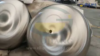 external polished & brushed necked elliptical head with bottom opening for cryogenic storage tank