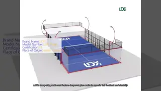 heavy-duty padel court with tempered glass wall for club & sports center