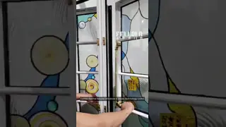 waterproof 6063-t5 aluminium casement windows geometric colored glass pattern