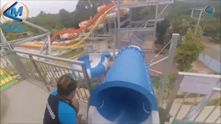 12.5m height water amusement park equipment space bowl water slide 1.5m pool depth