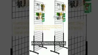 customized black metal wire display racks hanging hook metal grid display rack