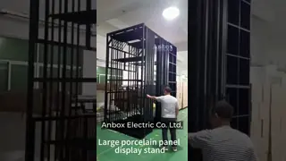 metal porcelain panel tile showroom display stands rolling out 3200 x 1500mm slab
