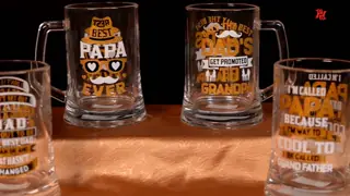 dia 8.3*9.5cm 13.5cmh father's day glass tankard personalized with golden glitter decal fired