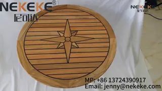 round wood material teak boat table top 500mm 650mm with black deck caulking